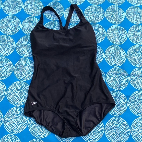 Speedo | Swim | Speedo One Piece Racer Back Black Swimsuit | Poshmark